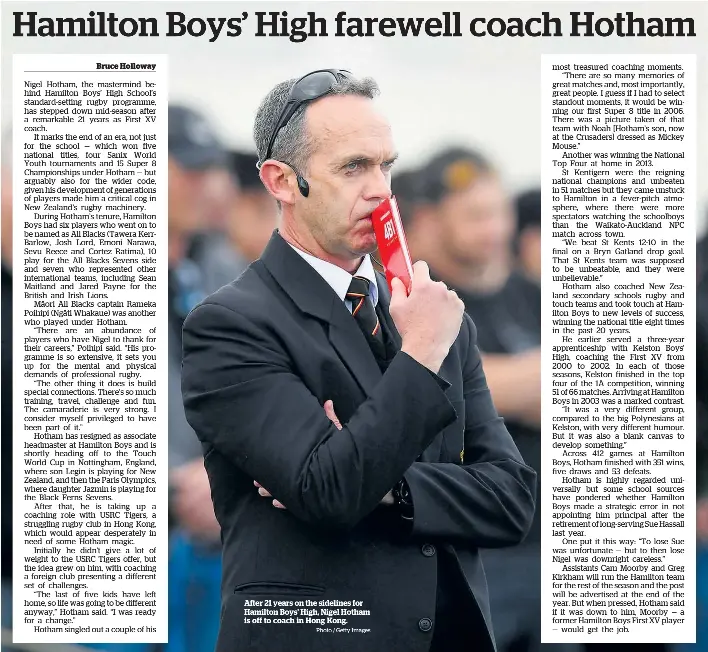 Hamilton Boys’ High farewell coach Hotham - PressReader