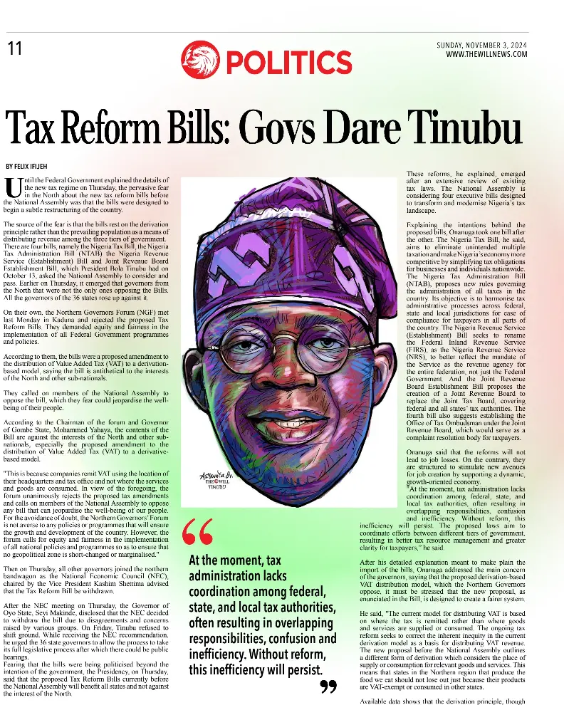 Tax Reform Bills: Govs Dare Tinubu - PressReader