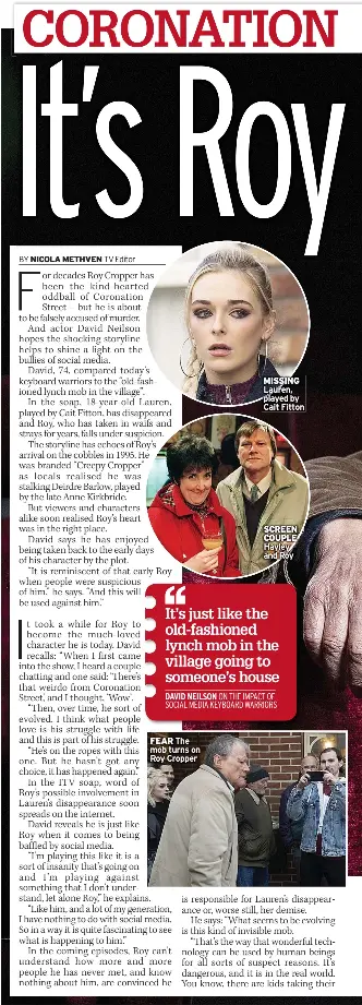 CORONATION STREET MURDER PLOT SHOCKER It’s Roy v the online mob - PressReader
