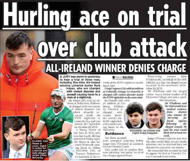Hurling ace on trial over club attack ALL-IRELAND WINNER DENIES CHARGE ...