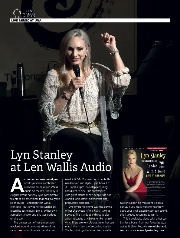 Lyn Stanley - jazz star and recording geek - PressReader
