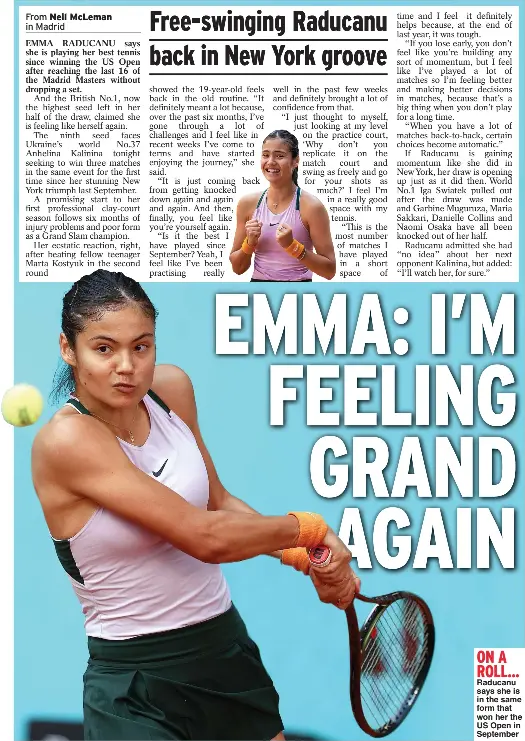 Free-swinging Raducanu back in New York groove - PressReader