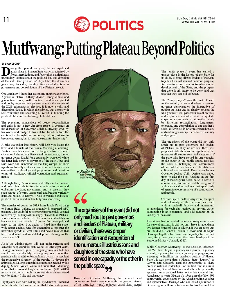 Mutfwang: Putting Plateau Beyond Politics - PressReader