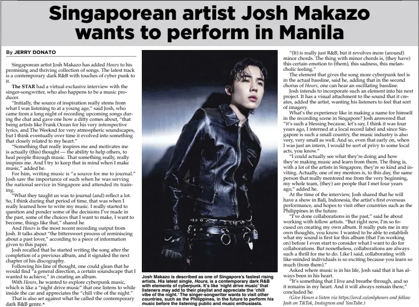Singaporea­n artist Josh Makazo wants to perform in Manila - PressReader