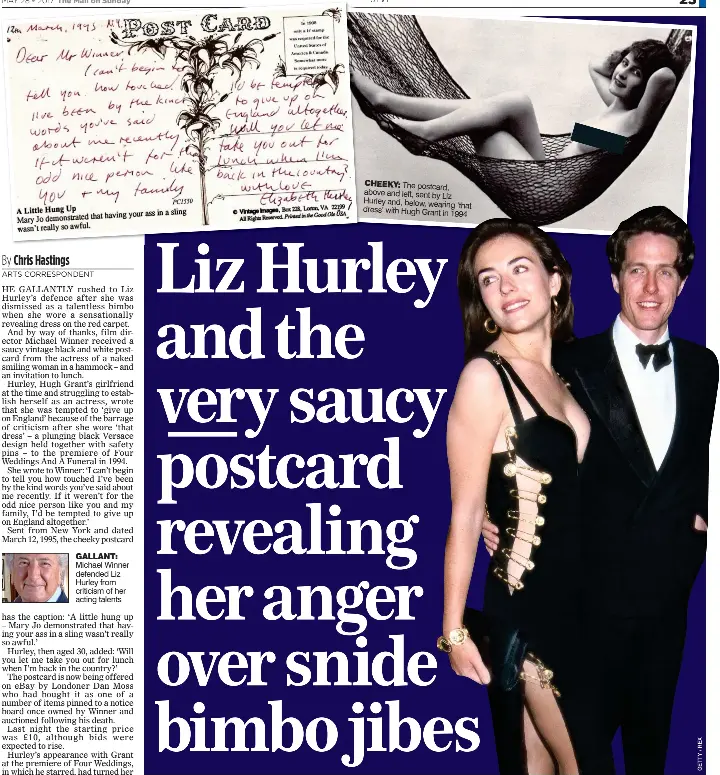 Liz Hurley and the very saucy postcard revealing her anger over snide bimbo jibes - PressReader