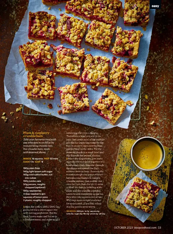 Plum & raspberry crumble bars - PressReader