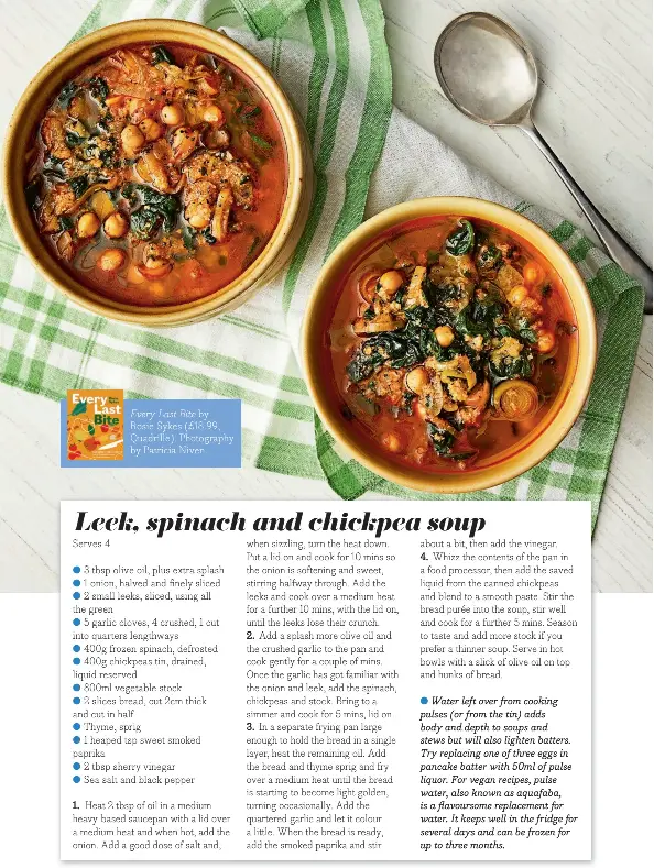 Leek, spinach and chickpea soup - PressReader