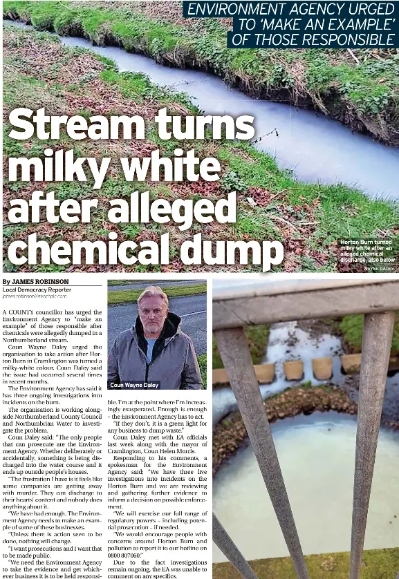 Stream turns milky white after alleged chemical dump - PressReader