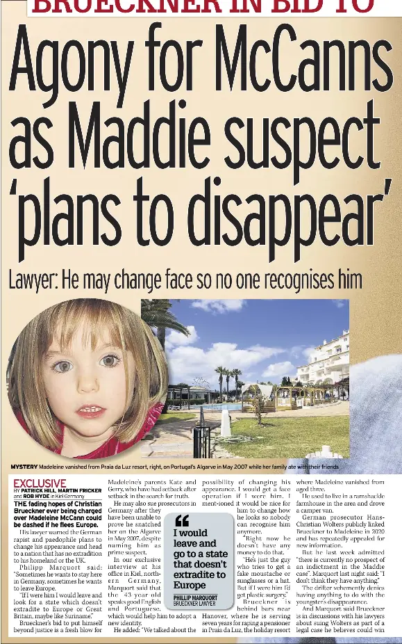 Agony for McCanns as Maddie suspect ‘plans to disappear’ - PressReader