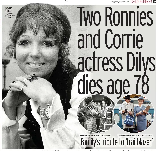 Two Ronnies and Corrie actress Dilys dies age 78 - PressReader