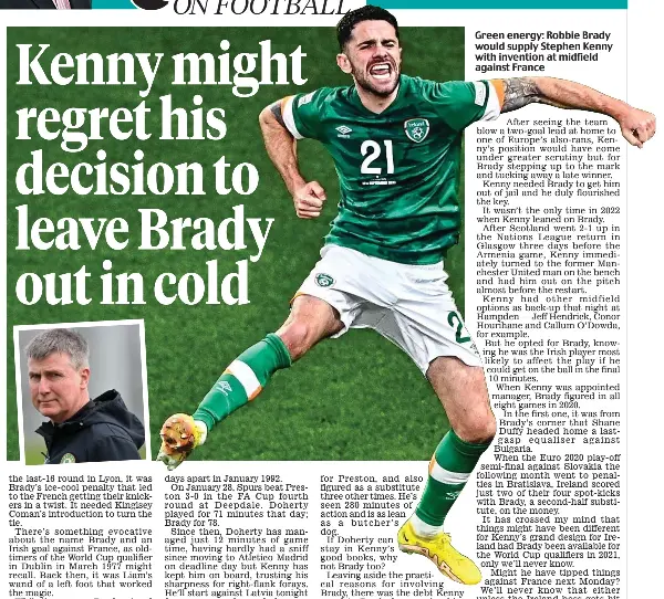 Kenny might regret his decision to leave Brady out in cold - PressReader