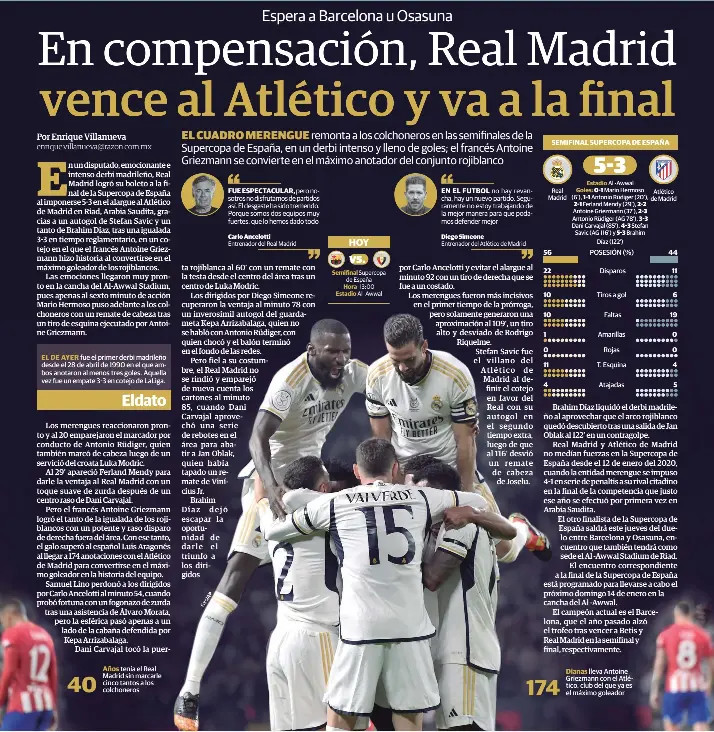 En compensaci­ón, Real Madrid vence al Atlético y va a la final - PressReader