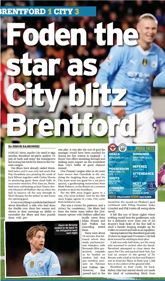 Foden the star as City blitz Brentford - PressReader