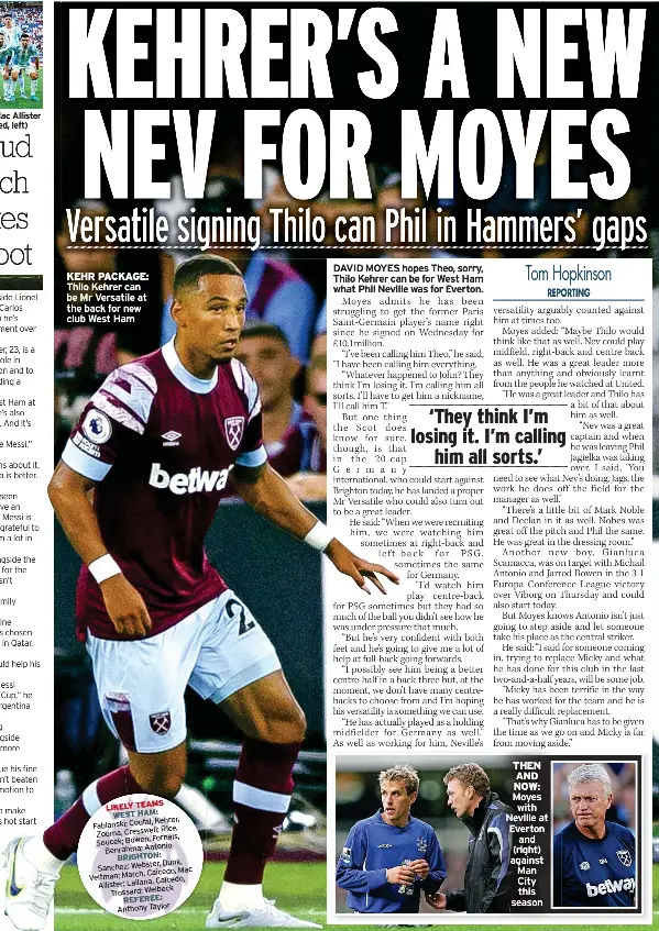 KEHRER’S A NEW NEV FOR MOYES - PressReader
