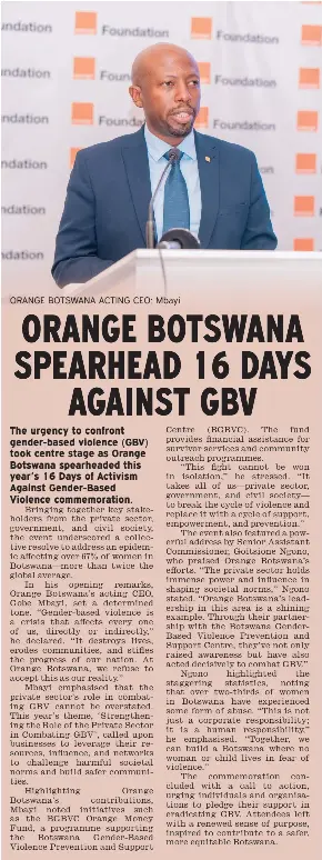 ORANGE BOTSWANA SPEARHEAD 16 DAYS AGAINST GBV - PressReader