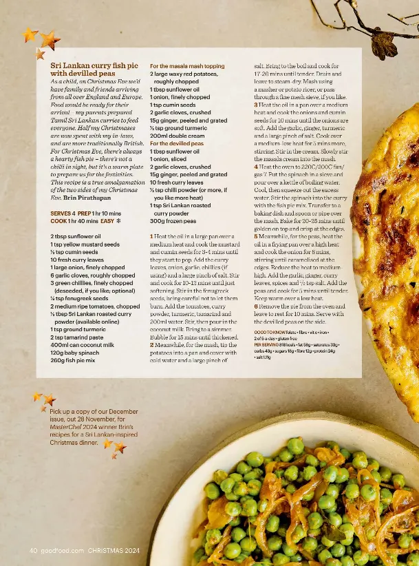 Sri Lankan curry fish pie with devilled peas - PressReader