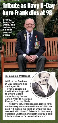 Tribute as Navy D-Day hero Frank dies at 98 - PressReader