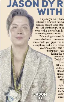 JASON DY RENEWS CONTRACT WITH STAR MUSIC - PressReader