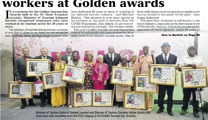 Bartlett honours 50-year tourism workers at Golden awards - PressReader