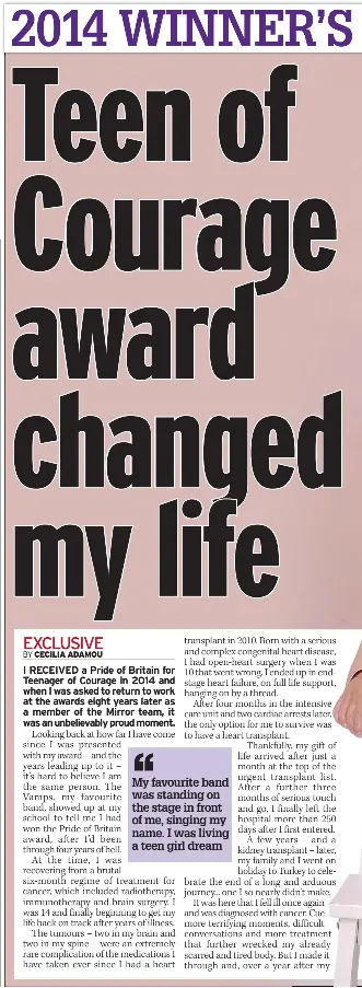 Teen of Courage award changed my life - PressReader
