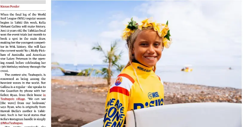 Kelia Mehani Gallina: the 12- year-old girl staring down monster waves ...