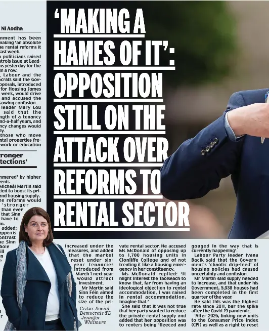 ‘MAKING A HAMES OF IT’: OPPOSITION STILL ON THE ATTACK OVER REFORMS TO RENTAL SECTOR - PressReader