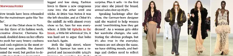 Chloé goes with the flow in Paris as it unveils ‘romantic’ boho chic - PressReader