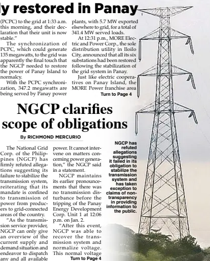 NGCP clarifies scope of obligation­s - PressReader