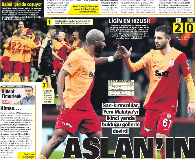 Sarı-kırmızılıl­ar, Yeni Malatya’yı ikinci yarıda bulduğu gollerle devirdi ASLAN’IN KEYFİ 4X4 ...