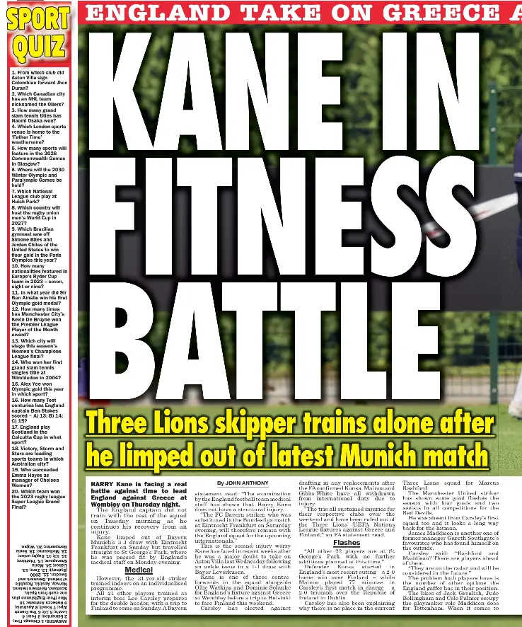 KANE IN FITNESS BATTLE - PressReader