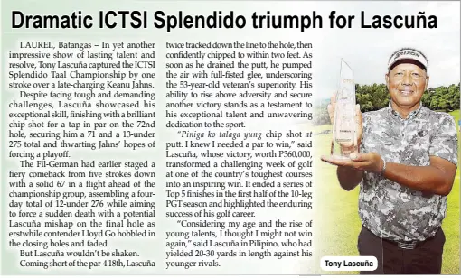 Dramatic ICTSI Splendido triumph for Lascuña - PressReader