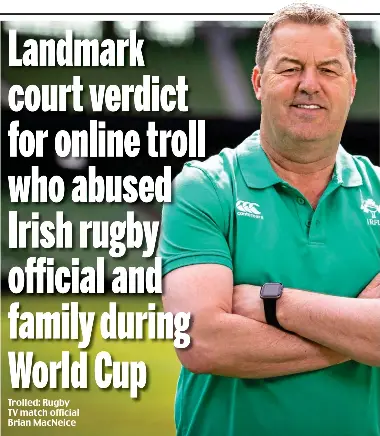 Landmark court verdict for online troll who abused Irish rugby official ...