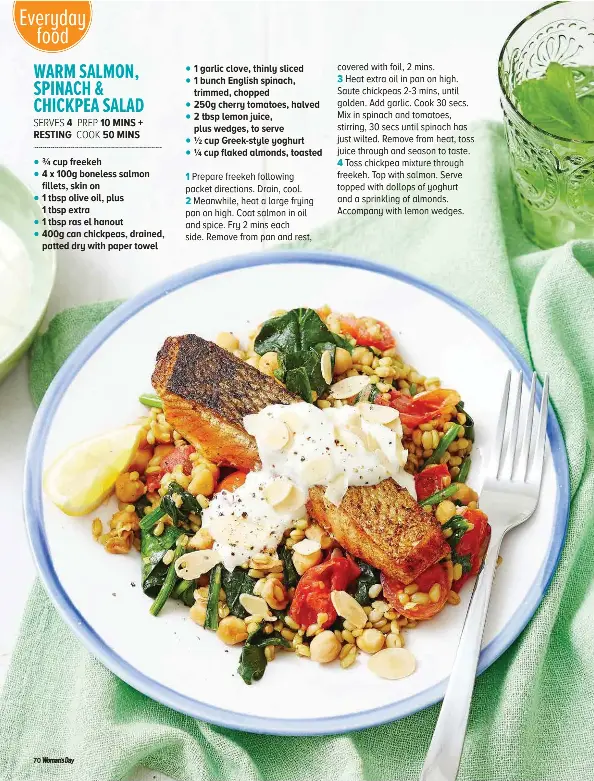 WARM SALMON, SPINACH & CHICKPEA SALAD - PressReader