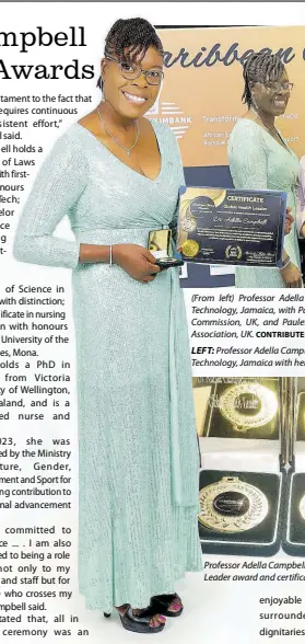 Utech’s Prof Adella Campbell wins Caribbean Global Awards - PressReader