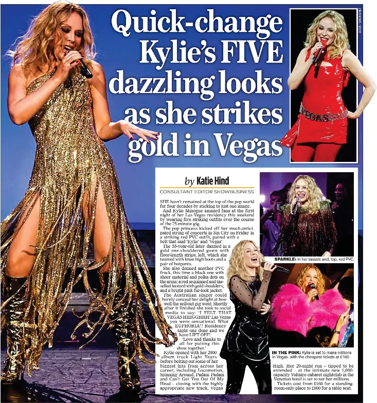 Quick-change Kylie’s FIVE dazzling looks as she strikes gold in Vegas - PressReader