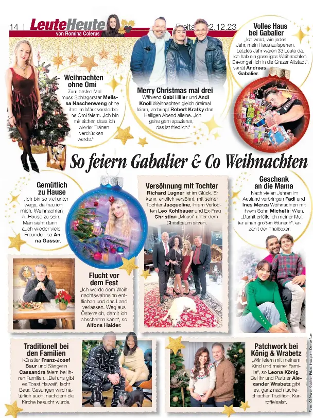 So feiern Gabalier & Co Weihnachte­n - PressReader