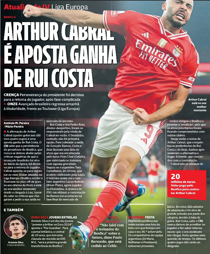 ARTHUR CABRAL É APOSTA GANHA DE RUI COSTA - PressReader