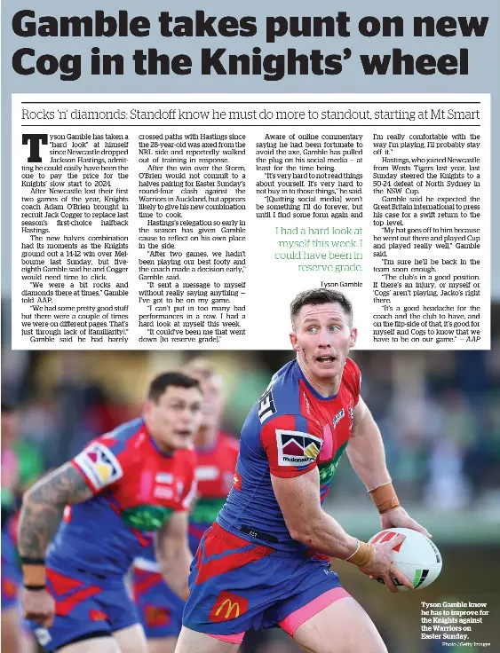 Gamble takes punt on new Cog in the Knights’ wheel - PressReader