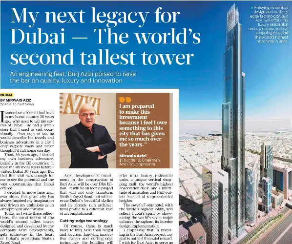 My next legacy for Dubai — The world’s second tallest tower - PressReader