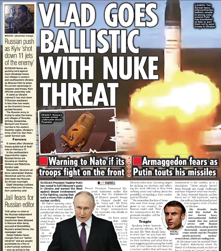 Russian push as Kyiv ‘shot down 11 jets of the enemy’ - PressReader