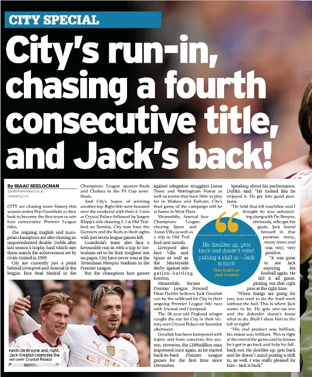 City’s run-in, chasing a fourth consecutiv­e title, and Jack’s back! - PressReader
