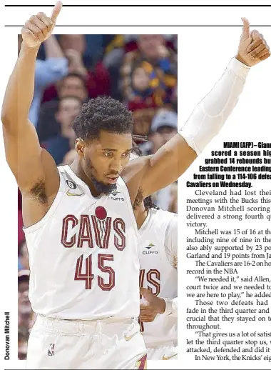 CAVS TOUGH AT HOME, BEAT GIANNIS, BUCKS - PressReader