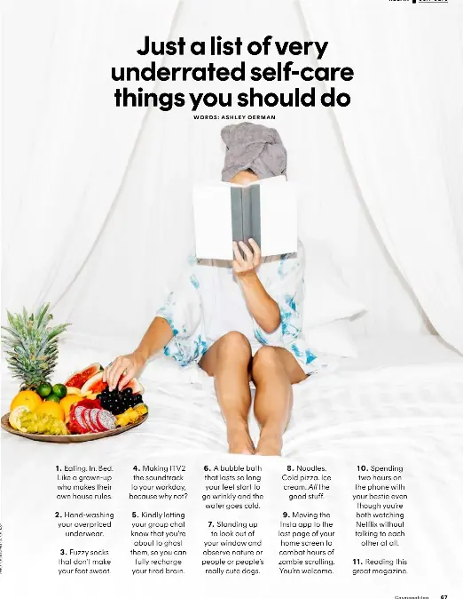 Just a list of very underrated self-care things you should do - PressReader