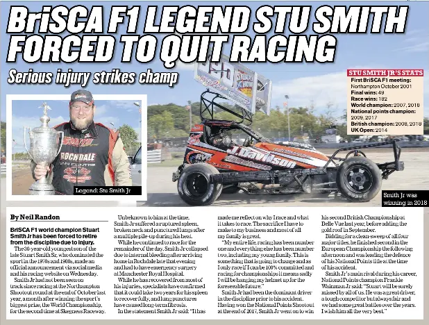 BRISCA F1 LEGEND STU SMITH FORCED TO QUIT RACING - PressReader