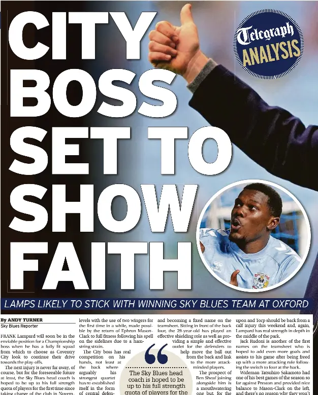 CITY BOSS SET TO SHOW FAITH - PressReader