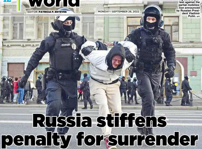 Russia stiffens penalty for surrender - PressReader