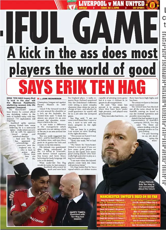 A kick in the ass does most players the world of good says erik ten hag - PressReader
