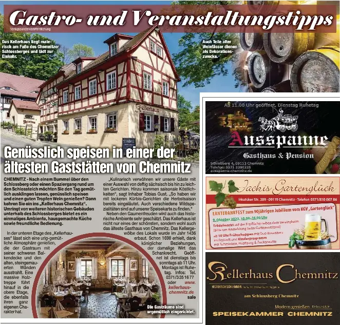 Genüsslich speisen in einer der ältesten Gaststätte­n von Chemnitz ...