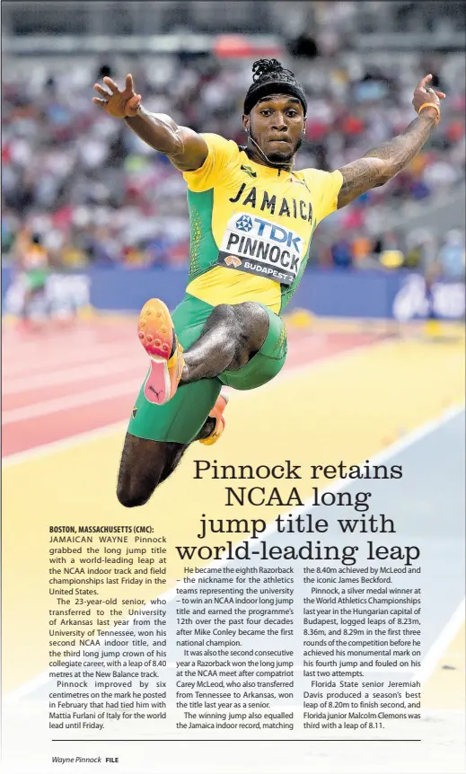 Pinnock retains NCAA long jump title with world-leading leap - PressReader