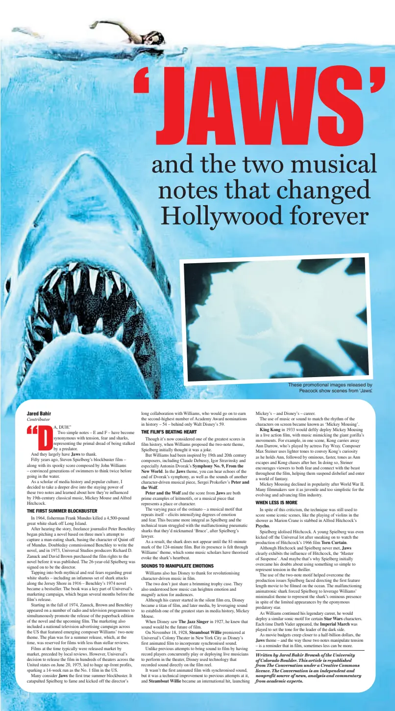 ‘JAWS’ and the two musical notes that changed Hollywood forever ...